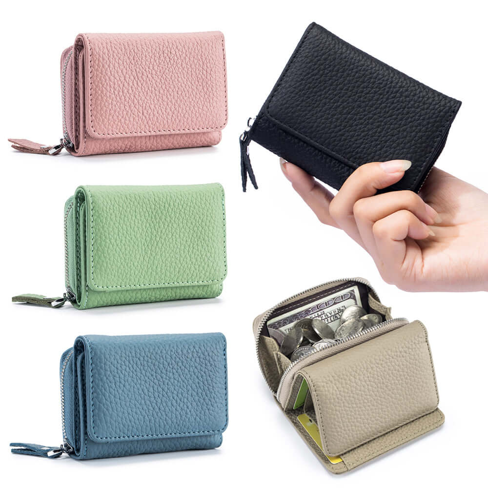 Women's Leather RFID Mini Wallet - Coin Pocket | GDPS Bag NZ