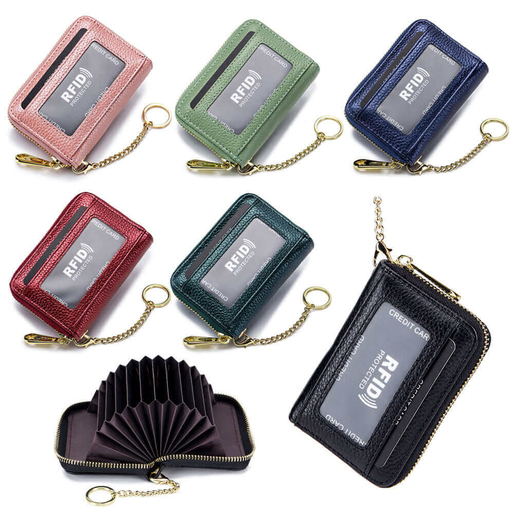 Women's Genuine Leather RFID Blocking Card Holder Wallet NZ