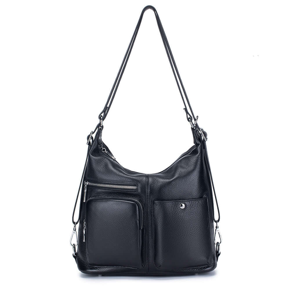 Black Women's Leather Backpack NZ - Shoulder & Crossbody Bag