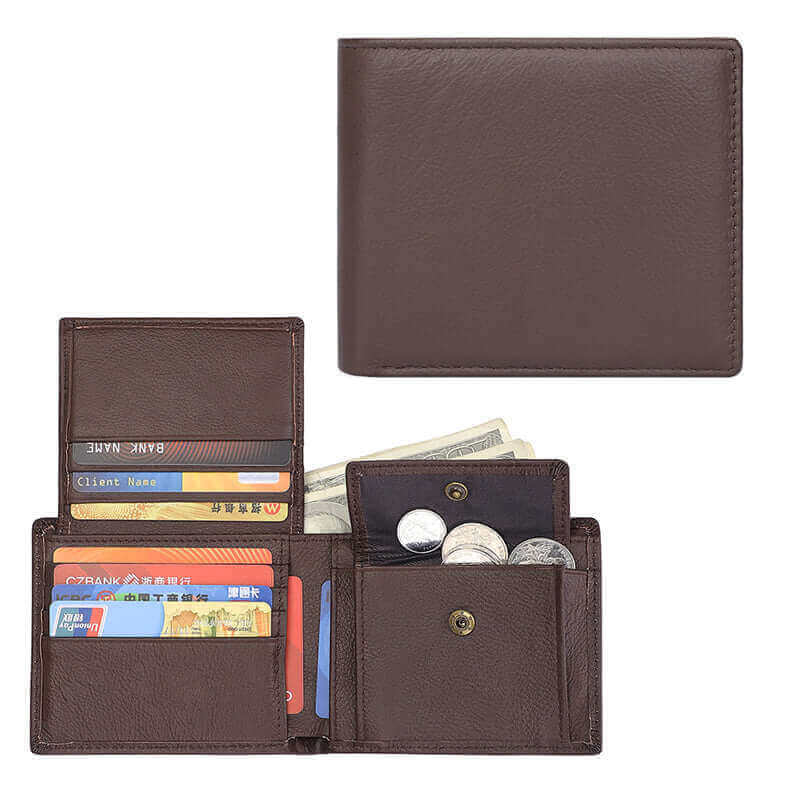Brown Men's Leather Wallet NZ | 12 Card Slots & Coin Pocket